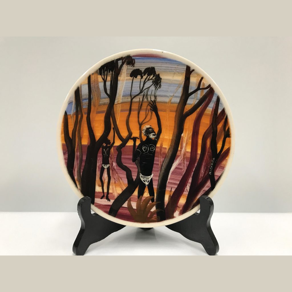 Vintage Small Aboriginal Hunting Scene Wall Plate AMB | AFC