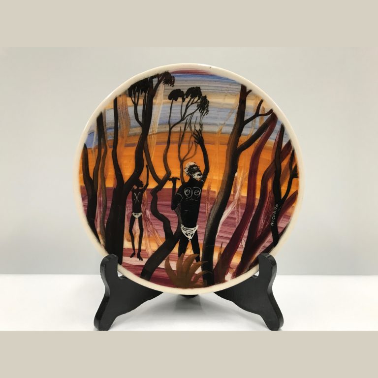 Vintage Small Aboriginal Hunting Scene Wall Plate AMB | AFC