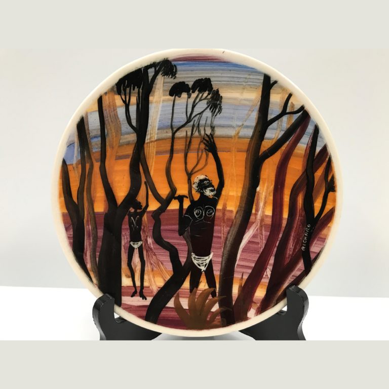 Vintage Small Aboriginal Hunting Scene Wall Plate AMB | AFC