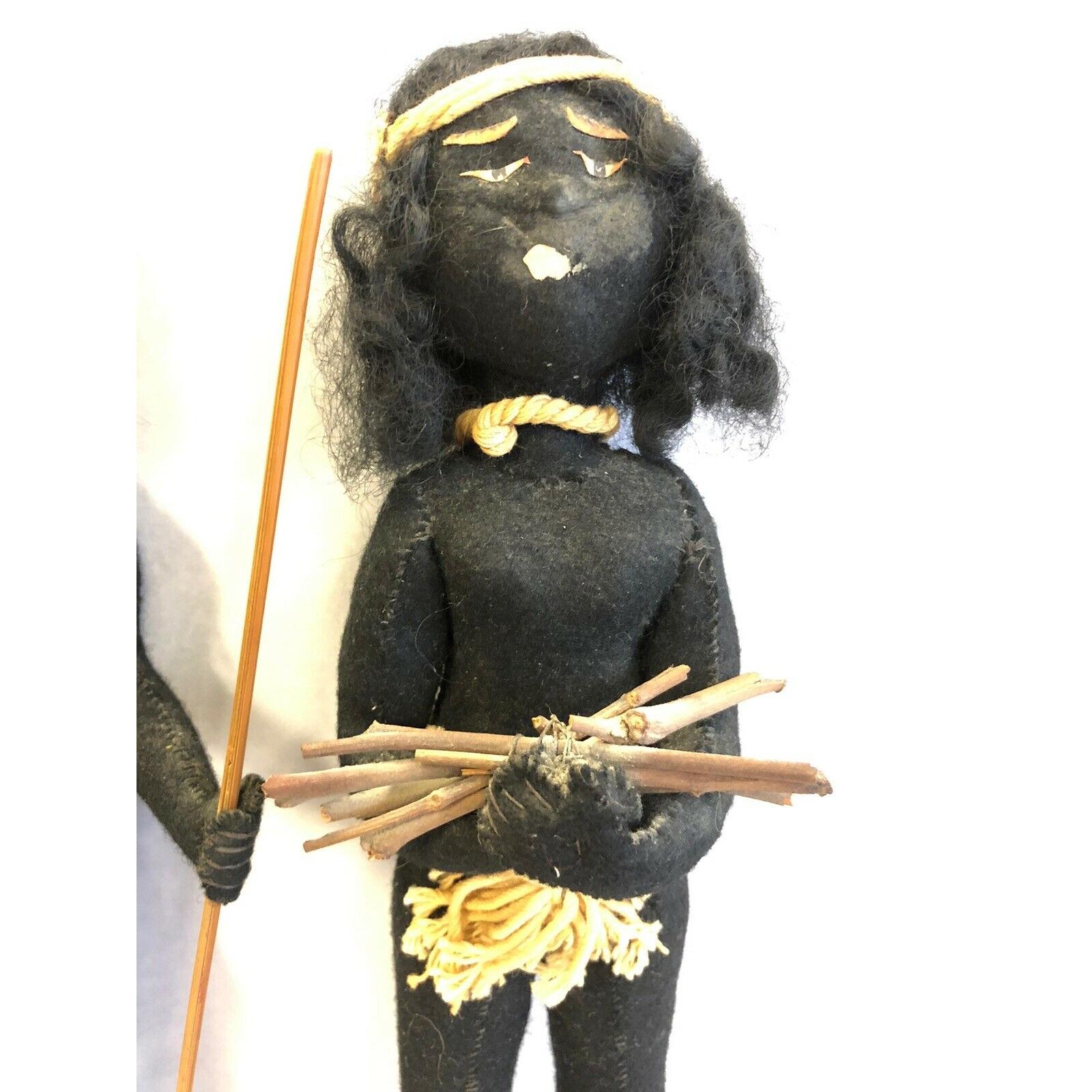 Rare Pair of Aust Aboriginal Dolls C1930’s Hand Stitched Felt | AFC