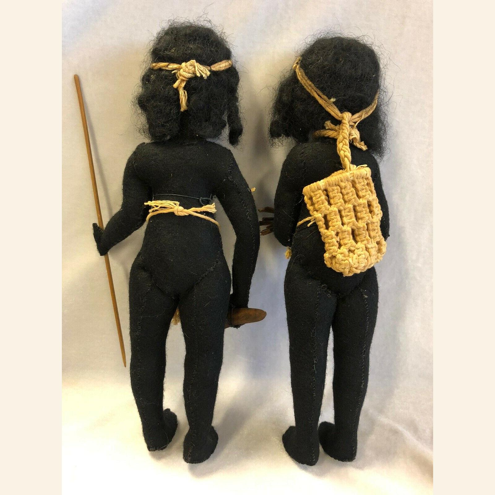 Rare Pair of Aust Aboriginal Dolls C1930’s Hand Stitched Felt | AFC