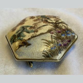 Japanese Satsuma Floral Decorated Belt Buckle Late Meiji Period | AFC